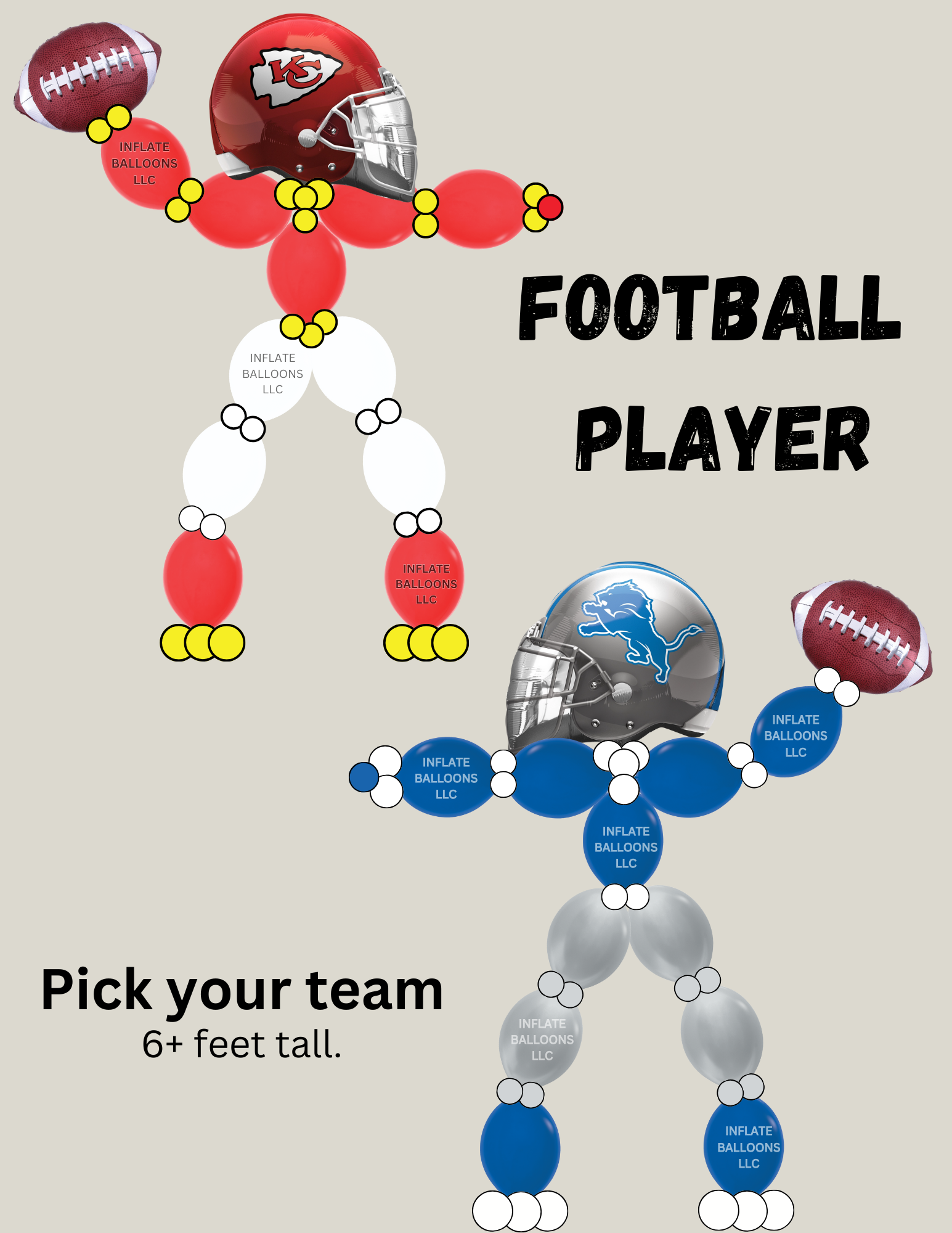 Lifesize - Football Player – Inflate Balloons